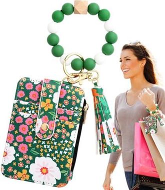 Generic Portefeuille de tieiring de glands, clavier perl&eacute; - BASSE DE T&Ecirc;LE DE T&Ecirc;LE DE CARTE DE CR&Eacute;DIT - Porte-porte-cl&eacute;s de crash de crash avec conception de m