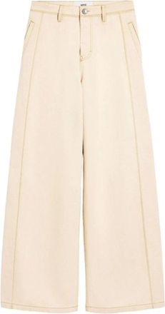 Ami Femme, Pantalons, Beige, Taille: W26 Wide Leg Tailored Pantalons