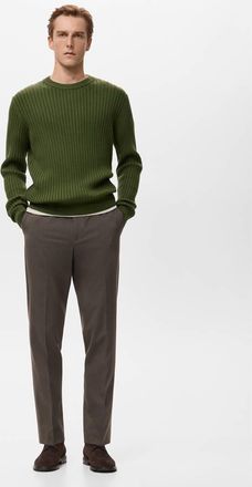 Mango Pull-over maille c&ocirc;tel&eacute;e laine m&eacute;lang&eacute;e vert - Homme - XXL - MANGO MAN