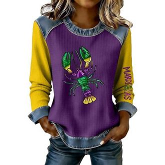 Generic Sweat &agrave; capuche &agrave; manches longues et col rond pour femme, violet, 3XL