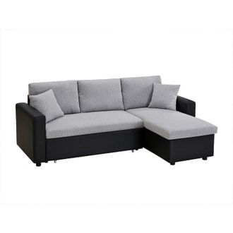 Vente-Unique Vente-unique - Canap&eacute; dangle convertible et r&eacute;versible en tissu gris clair et noir gazur ii