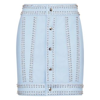 Philipp Plein Lederrock Kurz Crystal - - Skirts - Damen - Blau - M