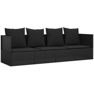 vidaXL Outdoor-Loungebett mit Kissen Schwarz Poly Rattan Vidaxl