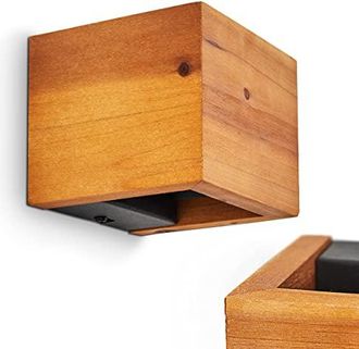 HOFSTEIN Applique LED Marmorera, lampe murale en bois/m&eacute;tal naturel/noir, lampe de lecture avec effet lumineux up & down, 1 x LED 8 watts, 800 lumens, 3000 K