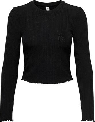 Only Damen ONLKISSER L/S Short TOP CC JRS 15299623,Schwarz,S