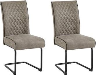 Byliving Esszimmerstuhl Maria / 2er Set/XXL bis 150 kg/Bezug Stoff Taupe grau/Sitz mit Federkern/Gestell Metall schwarz/K&uuml;chenstuhl mit Griff/Esszimmerstuhl/B 