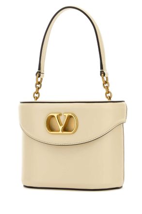 Valentino Garavani Womens Ivory Leather Vlogo Signature Bucket Bag Butterwhite Calf - Bos Taurus Borse A Secchiello