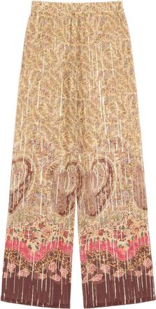 Valentino Paisley-Print Silk Trousers - Brown