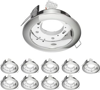 LEDs Com 10 Stück Deckeneinbauleuchte ZOBE II, chrom glänzend, rund, 107mm Ø, 1x GX53 max. 25W