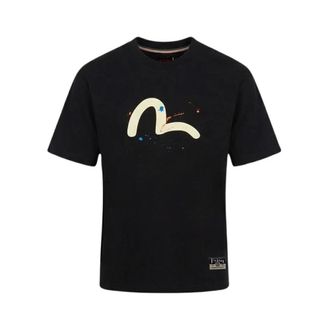 Evisu Homme, Tops, Noir, Taille: XL HT Seagull & Daicock Printed SS Tee