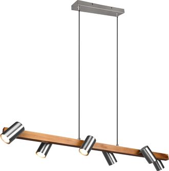 Trio Leuchten Pendelleuchte Marley 312490607, Metall Nickel matt, Holz, exkl. 6x GU10