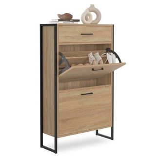 IDMarket Meuble &agrave; Chaussures 12 Paires Luis 2 Portes avec tiroir Design Industriel