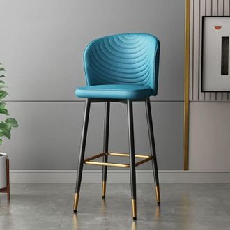 Generic Barhocker mit Kunstlederbezug, R&uuml;ckenlehne und Metallbeinen, K&uuml;chenst&uuml;hle, Tresenhocker