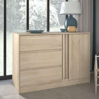 TERRE DE NUIT Terre De Nuit - Commode 3 tiroirs 1 porte bois naturel clem - clem