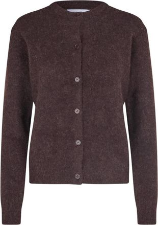Samsøe & Samsøe Femme, Pulls, Brun, Taille: 44 FR Gilet Court Noir Café avec Boutons