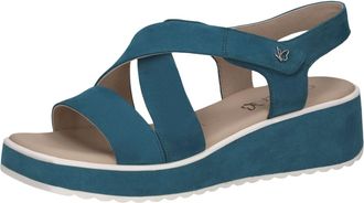 Caprice Damen Sandalen mit Keilabsatz aus Leder Wedges, Blau (Blue Nubuc), 39 EU