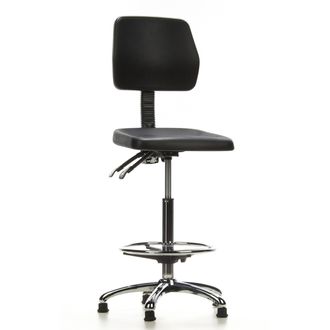 hjh OFFICE 665040 TOP Work 11 Arbeitshocker mit höhenverstellbarer Fußstütze, verstellbare Rückenlehne, Schwarz