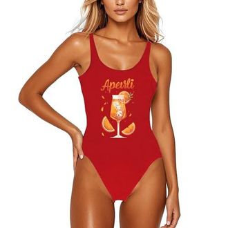 Generic Cat&eacute;gorie de Maillots de Bain Femme | Maillot de Bain Une pi&egrave;ce imprim&eacute; Floral avec Spray Huile Orange (Red, XXXL)
