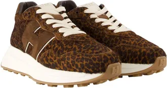 Hogan Womens H641 Allacciato H Sneakers - Hogan Leather Brown Calfskin Shoes