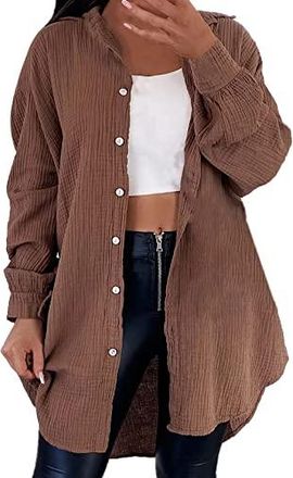 Generic Manteaux Polaire Zipp&eacute;e pour Femme Mode en Peluche &agrave; Capuche &Eacute;paissir Blouson Chaud Hiver D&eacute;contract&eacute;e Doux Ample Veste Chemise Femme Longue Blanche H