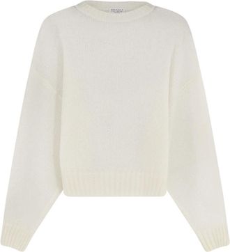 Brunello Cucinelli Femme, Pulls, Beige, Taille: 42 FR Pull &agrave; &eacute;paules tombantes