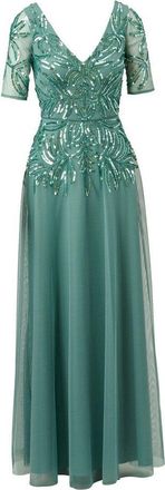 Adrianna Papell Abendkleid Beaded Mesh Long Dress Funkelndes Kleid mit Perlen und Pailletten