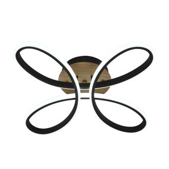 Fabrilamp Plafonnier LED 104 W 11 440 lm 3 000-6 500 K 42 cm Noir/Bois Dimmable S&eacute;rie Bandeira