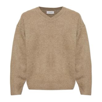 Frame Denim Brushed Cashmere V-Ausschnitt Pullover - - Knitwear - Herren - Braun - L