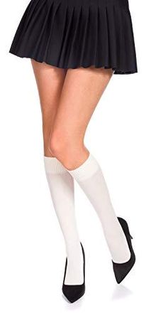 Romartex Mi Bas Femme Genou Haute Chaussettes en Microfibre 30 couleurs, ecru