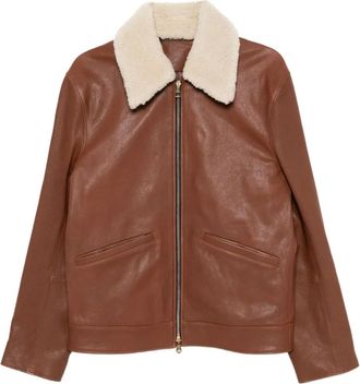 Paul Smith Lederjacke mit Kragen - Braun