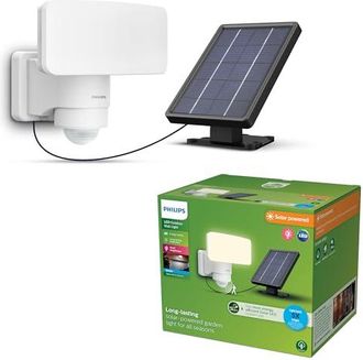 Philips Tylus ultraeffiziente Solar-Sicherheitsleuchte für den Außenbereich mit Sensor, 5000K Tageslicht, 1000/50lm, Weiß