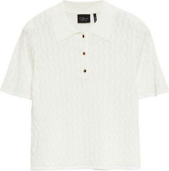 s.Oliver Kurzarmpullover Strickpullover Feinstrick-Poloshirt mit Ajourmuster