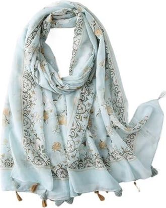 Generic &Eacute;charpe ch&acirc;le en viscose florale 180 cm pour hijab musulman, grande taille, bandeau tendance pour femme, quatre saisons, Couleur 266., taille unique