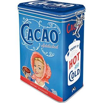 Nostalgic Art Retro Kaffeedose, 1,3 l, Cacao Addicted - Geschenk-Idee für Nostalgie-Fans, Blech-Dose mit Aromadeckel, Vintage Design