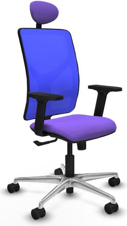 Piqueras y Crespo Computerstuhl mit 2D-Armlehnen, h&ouml;henverstellbarer Lendenwirbelst&uuml;tze und festem Kopfteil, ausgestattet mit 3 Positionen und Schneideschaum, Blau/Lila