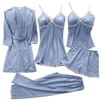 Generic Pyjama Chaud Et Doux Pyjama Femme Sexy Pantalon Ensemble De Lingerie Sexy pour Femmes Jarretelles Robes Body en Dentelle sous-v&ecirc;tements &agrave; Col en V Com