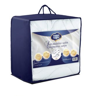 Sweet Night 8978 Matratzenschoner, Baumwollsatin, wei&szlig;, 90 x 200 cm