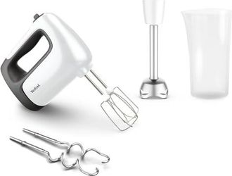 T-fal PrepMix + Handmixer mit Pürierstab, ideal für leichte und zähe Zubereitungen, leistungsstarker 500-W-Motor, 5 Geschwindigkeiten, Turbo-Funktion, Pürie