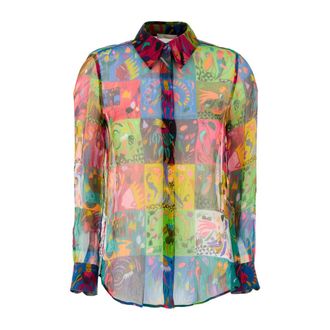 Chlo&eacute; Seidenbluse mit bedrucktem Kragen und Manschetten - - Blouses & Shirts - Damen - Mehrfarbig - XS