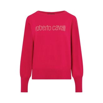 Roberto Cavalli Pullover mit Kristall-Logo - - Knitwear - Damen - Rot - L