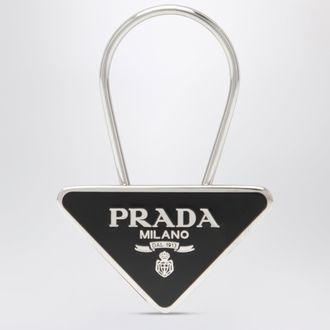 Prada Schwarz/silberner Schl&uuml;sselanh&auml;nger aus emailliertem Metall