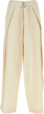 Ami Femme, Pantalons, Beige, Taille: 38 FR Pantalon large en m&eacute;lange de viscose