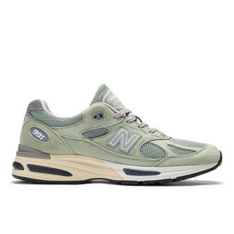 New Balance Unisexe Made in UK 991v2 en Vert/Gris, Su&egrave;de/Mesh, Taille 38.5