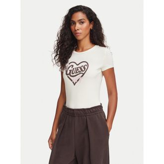 Guess T-Shirt V6YI09 K4276 Creme Slim Fit