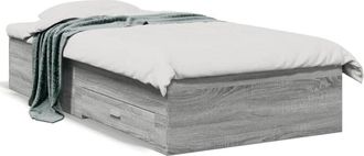 vidaXL Cadre de lit avec tiroirs sans matelas sonoma gris 90x190 cm Vidaxl