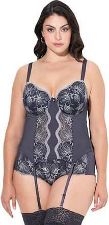 Ulla Popken TruYou Femme Grandes Tailles Gu&ecirc;pi&egrave;re &agrave; Armatures et Coques Souples, Broderies - Bonnet B-E Anthracite 95D 834419117-95D