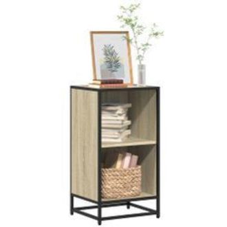 Les Tendances Petite &eacute;tag&egrave;re biblioth&egrave;que 2 niveaux Kalvani - Bois et metal noir 40 cm-Ch&ecirc;ne clair-Largeur 40 cm