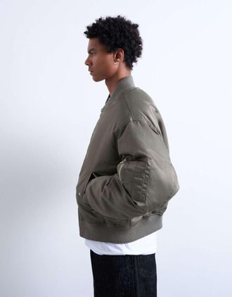 Topman Bomber avec poche MA1 - Kaki-Vert