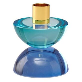 Gift Company Dioptrics, Kristallglas Kerzenhalter, Cabochon, doppelt, t&uuml;rkis/blau, gs, 7,8x9,5x7,8cm