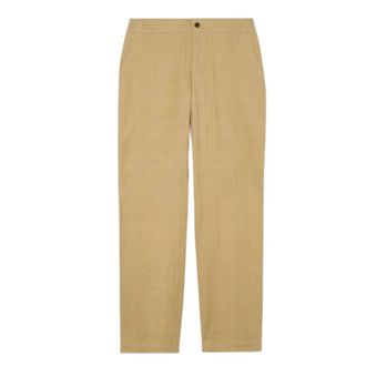 Burberry Homme, Pantalons, Beige, Taille: XL Pantalon en coton &agrave; carreaux textur&eacute;s